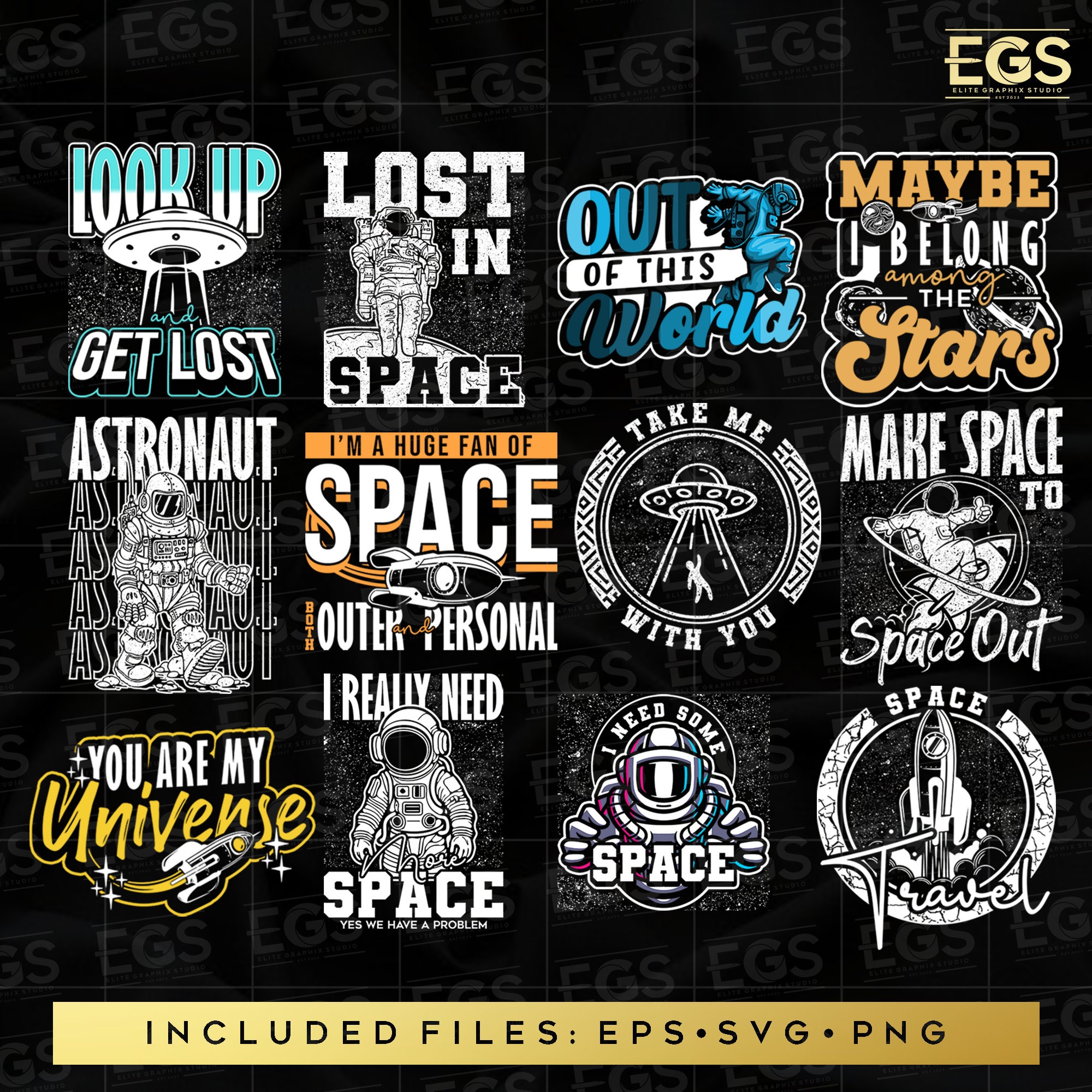 Premium Outer Space Streetwear Bundle Svg, Astronaut Svg, Universe Svg ...
