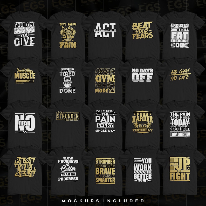 20 Motivational Gym Bundle Svg Work Out Svg Active Wear Svg - Etsy