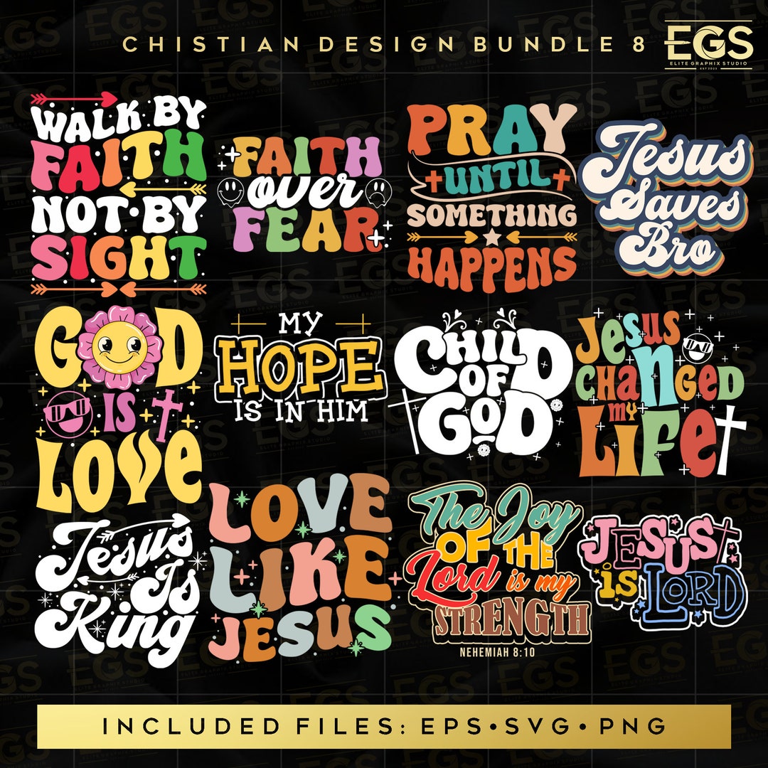 12 Christian Designs Bundle Svg, Scripture Art Svg, Christian Shirts ...