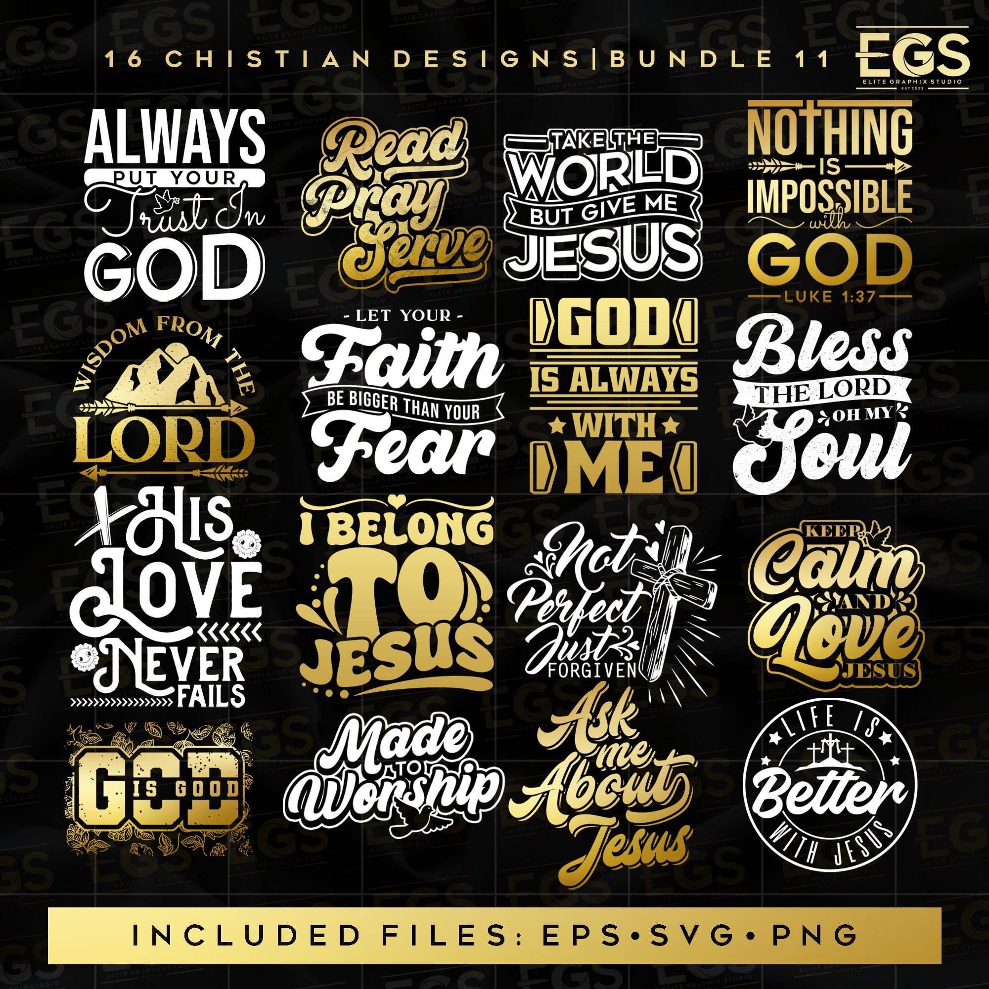 16 Christian Designs Bundle 11 Svg, Jesus Svg, God Svg, Scripture Svg ...