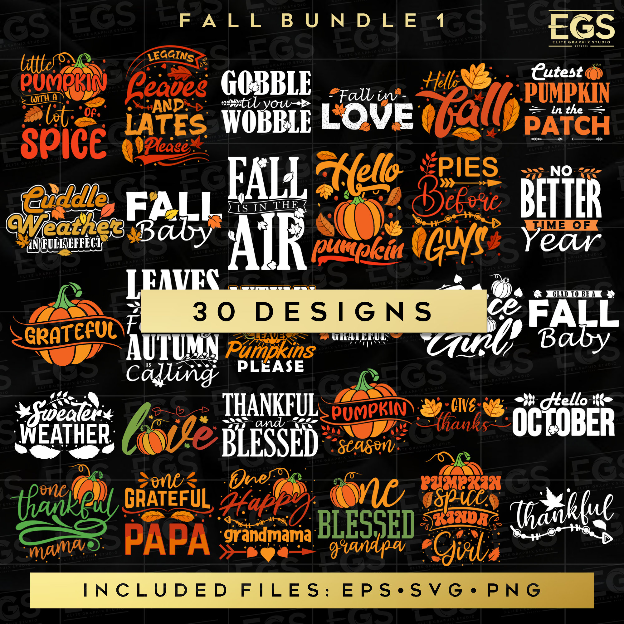 30 Fall Designs Bundle Svg Fall SVG October SVG Autumn Svg - Etsy