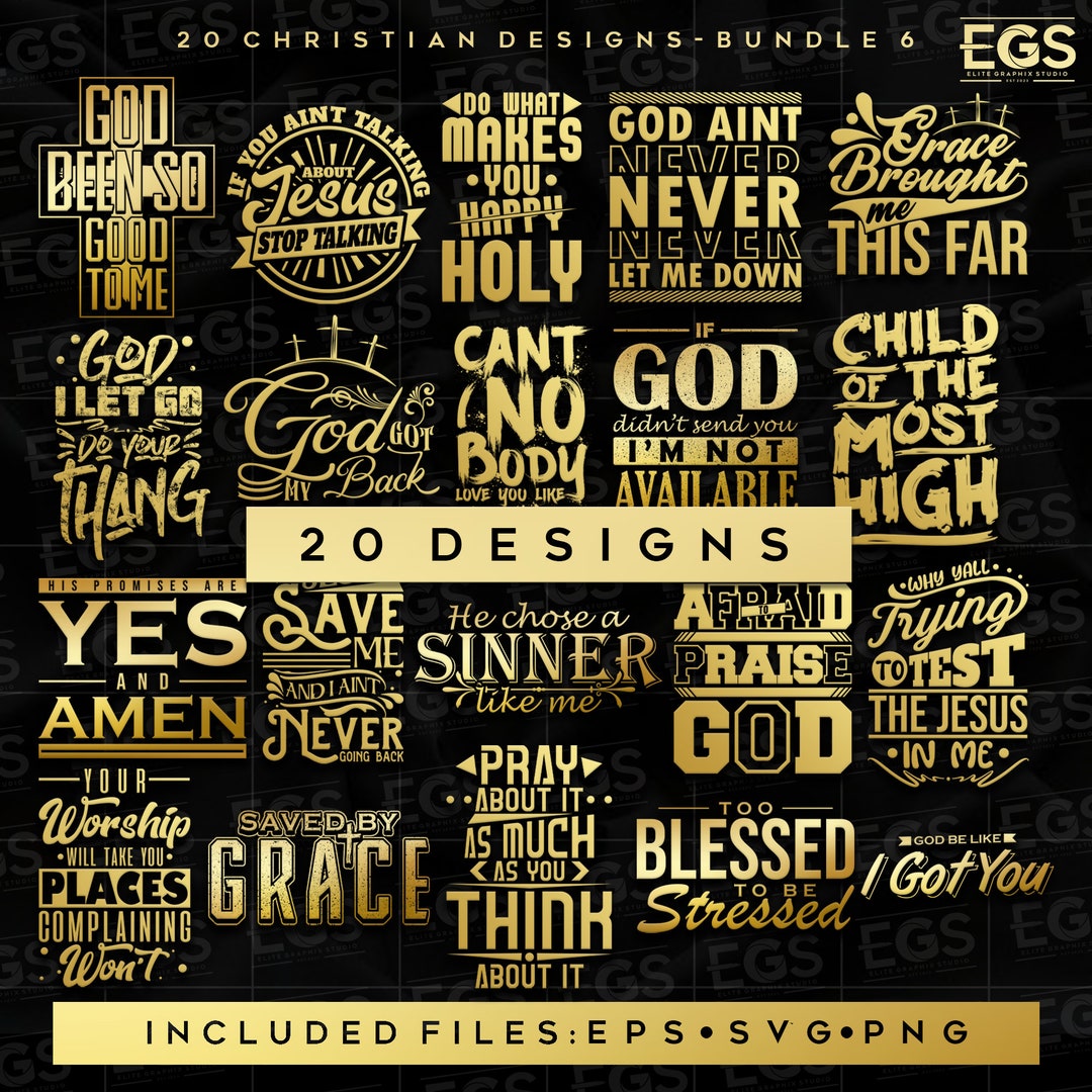 20 Christian Premium Streetwear Design Bundle Svg, Jesus Svg, God Svg ...