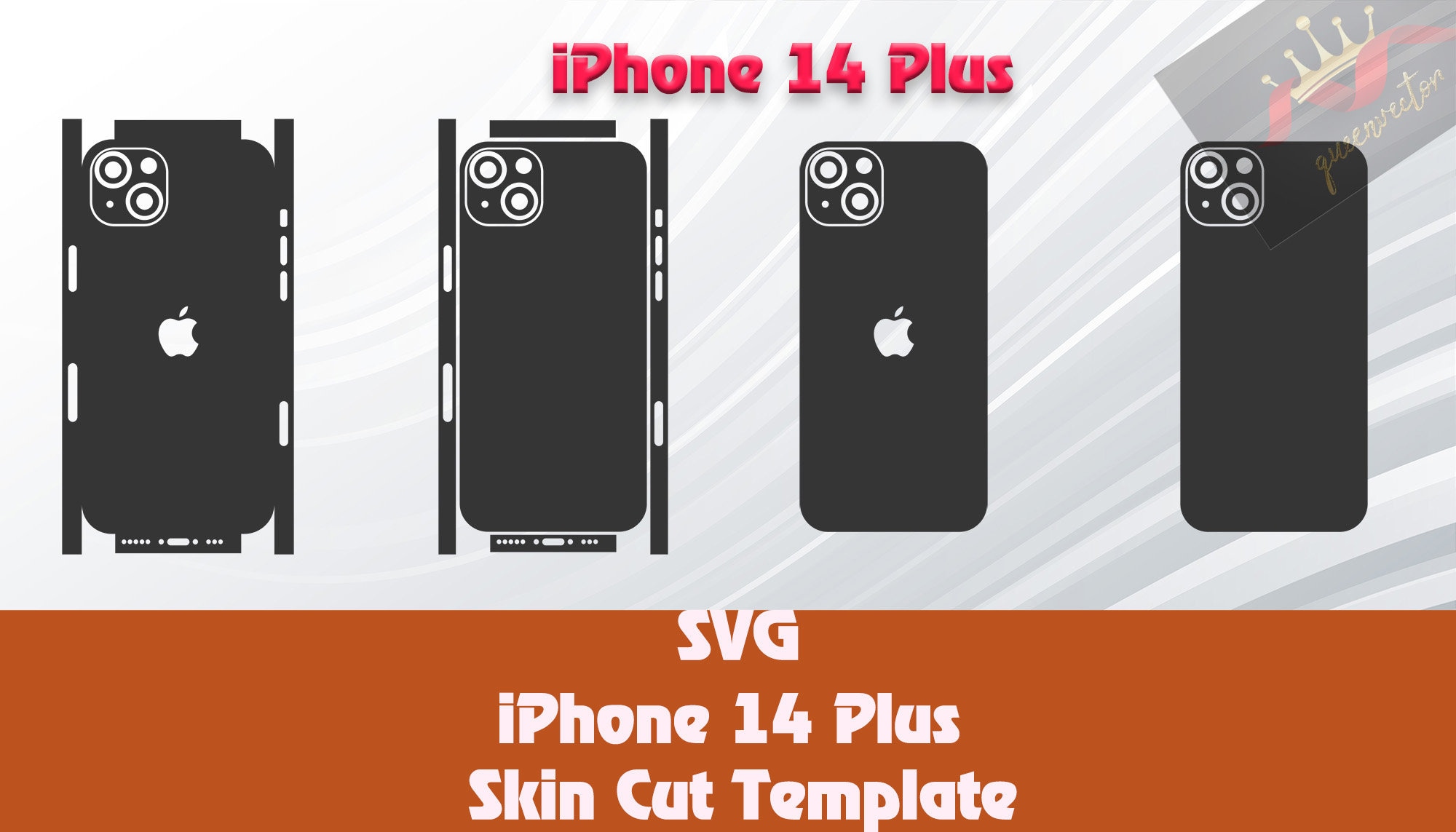 Apple iPhone 14 Plus Skin Template Cricut Silhouette Vector Cut File ...