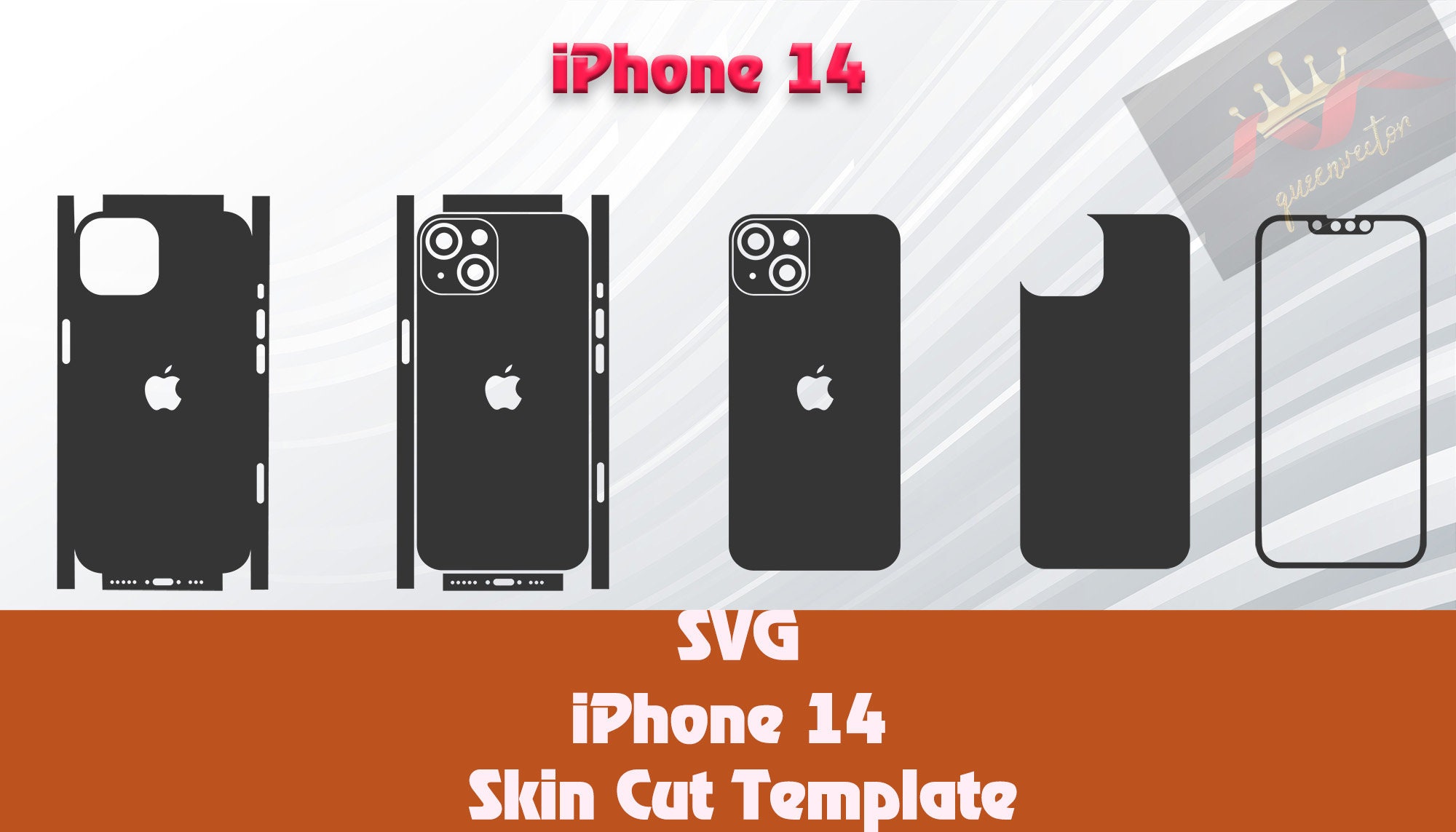 Apple iPhone 14 Skin Template - Cricut Silhouette Vector Cut File ...