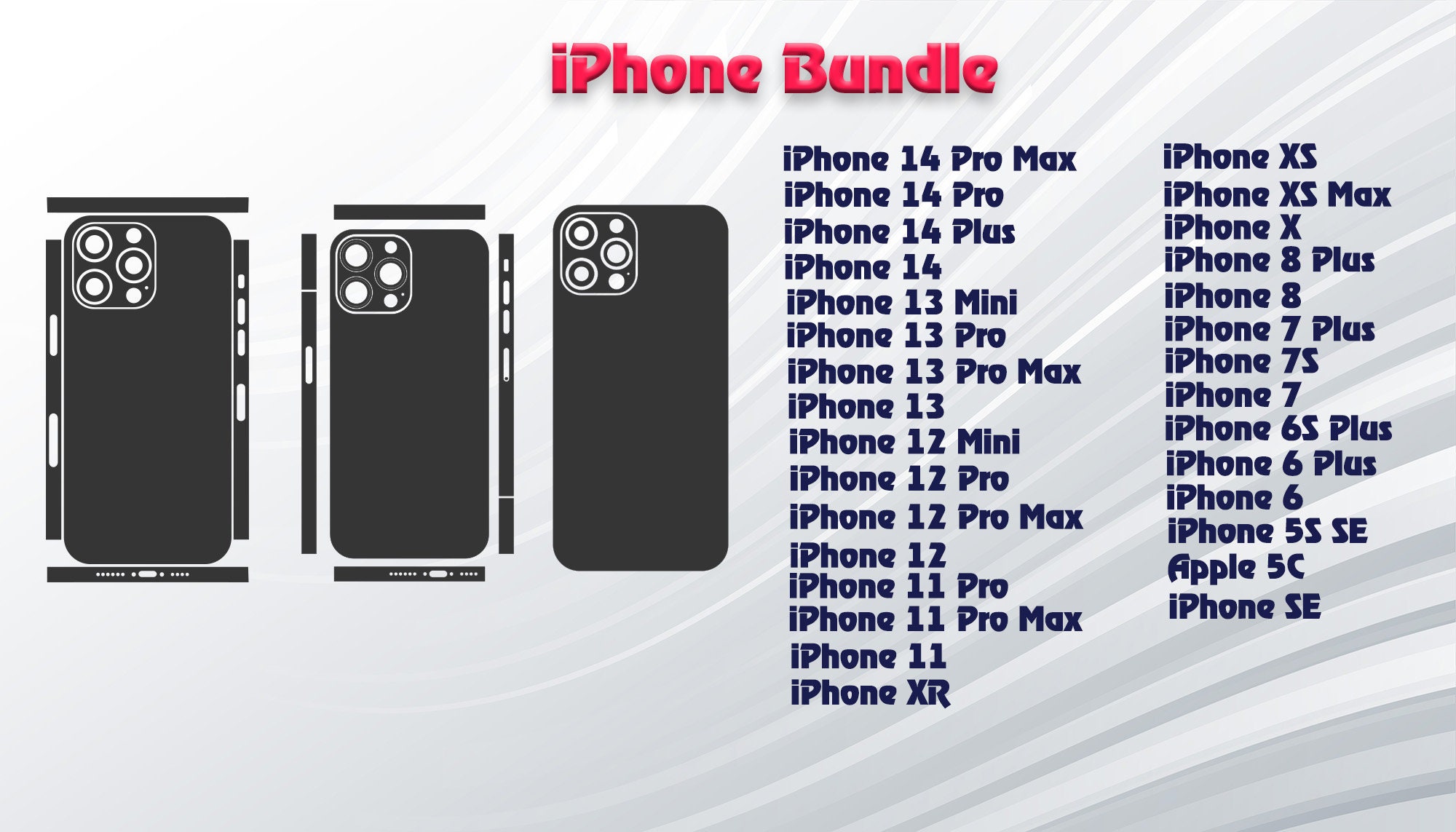 Apple Iphone All Bundle Skin Template Cricut Silhouette - Etsy