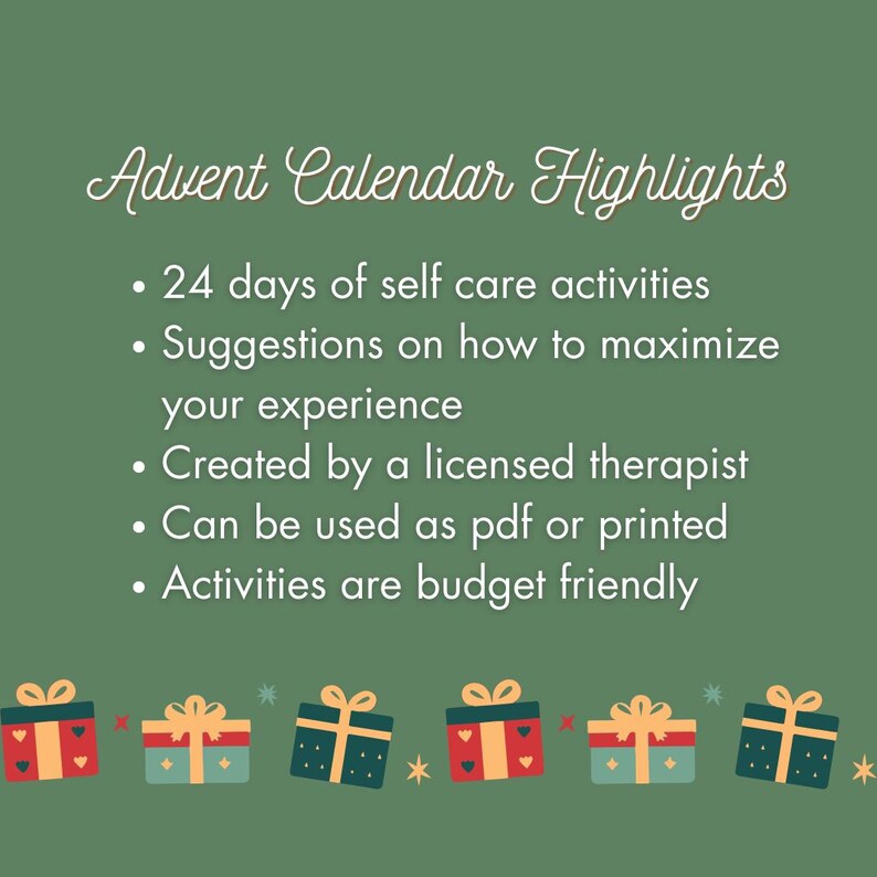 Self Care Digital Advent Calendar Christmas Self Care Advent Calendar ...
