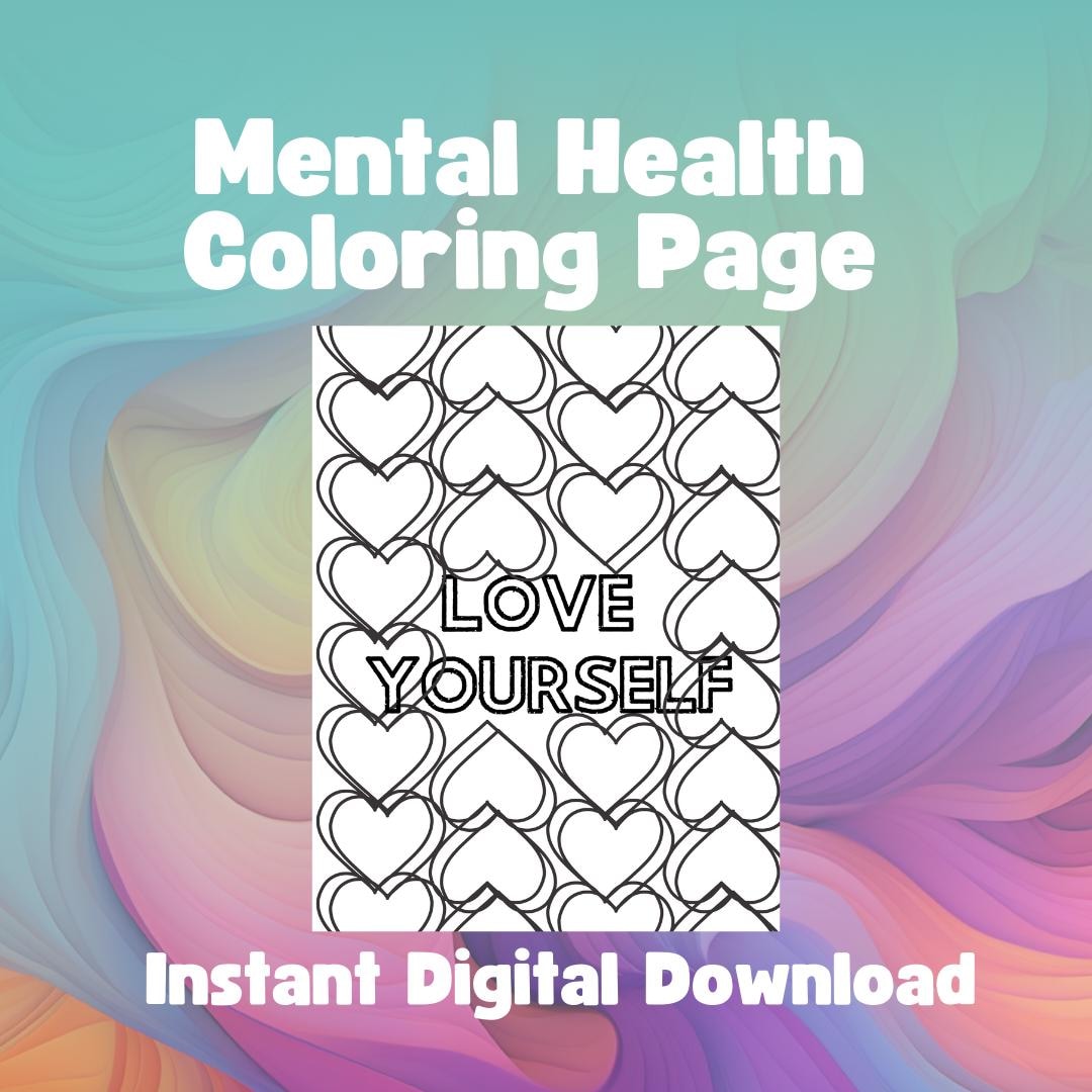 Love Yourself Coloring | Instant Download | Adult Coloring Page ...