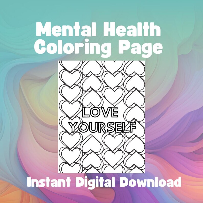 Love Yourself Coloring | Instant Download | Adult Coloring Page ...