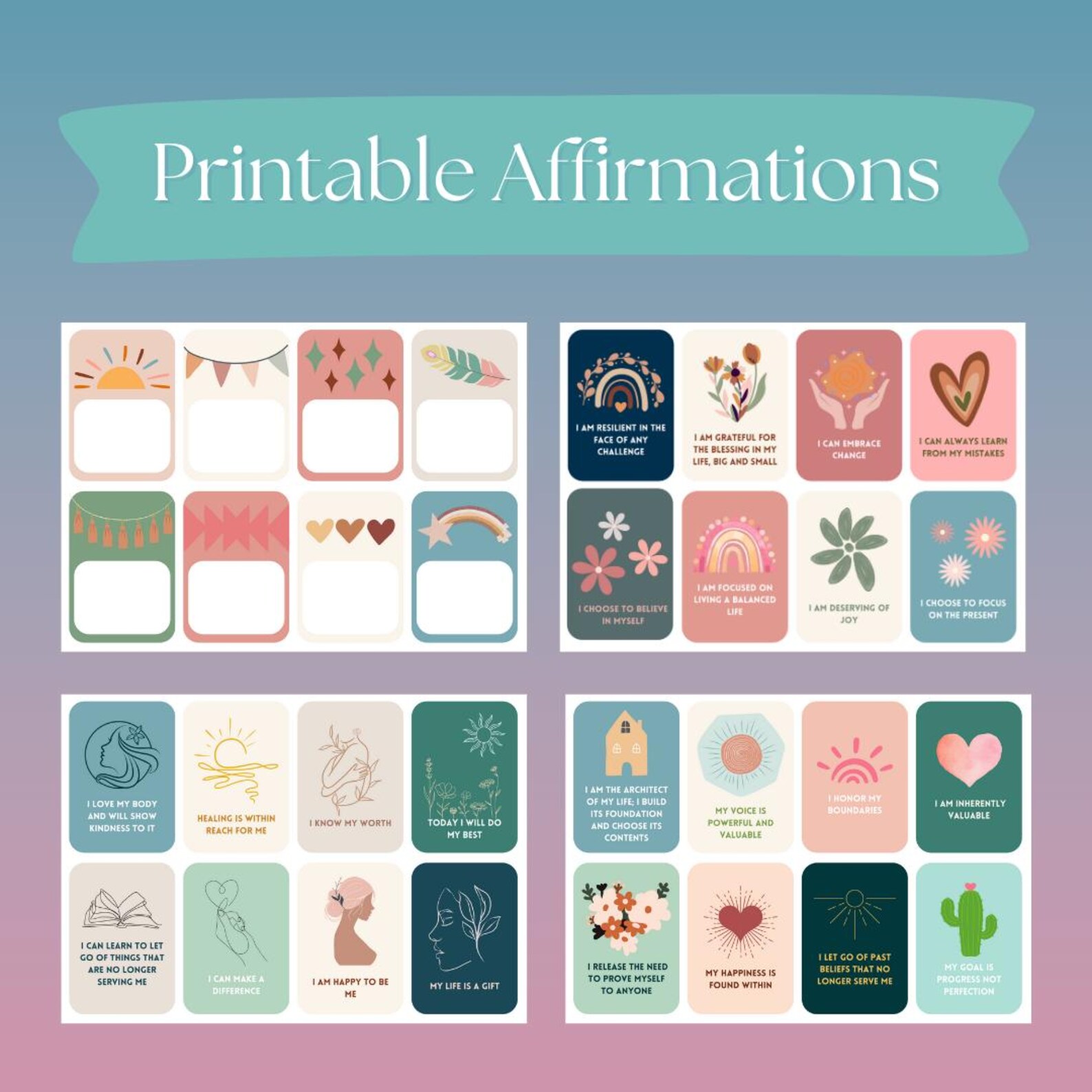 Self-esteem Affirmation Cards - Confidence Boosting - Positive ...