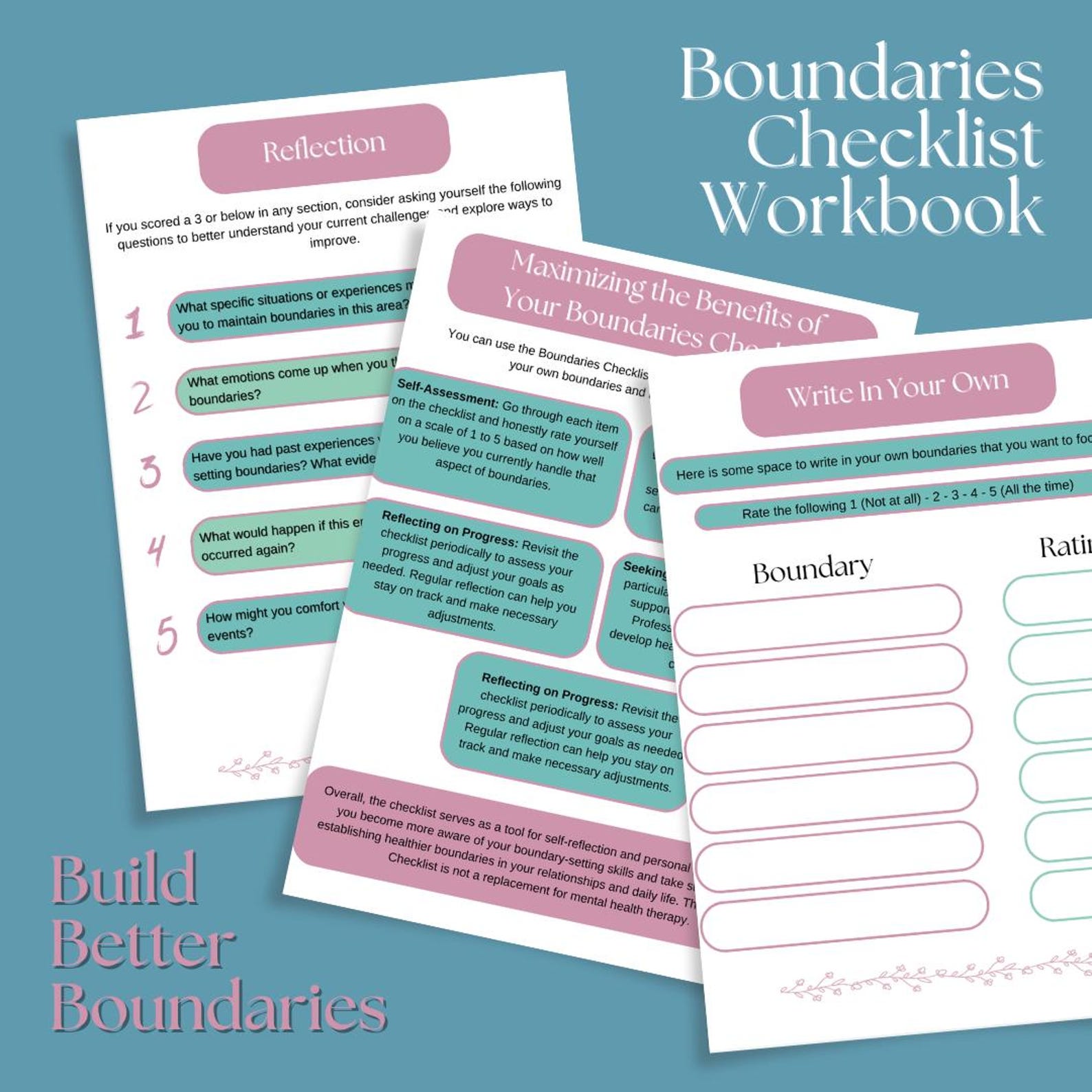 Boundaries Workbook Downloadable PDF Fillable PDF Therapy Workbooks ...