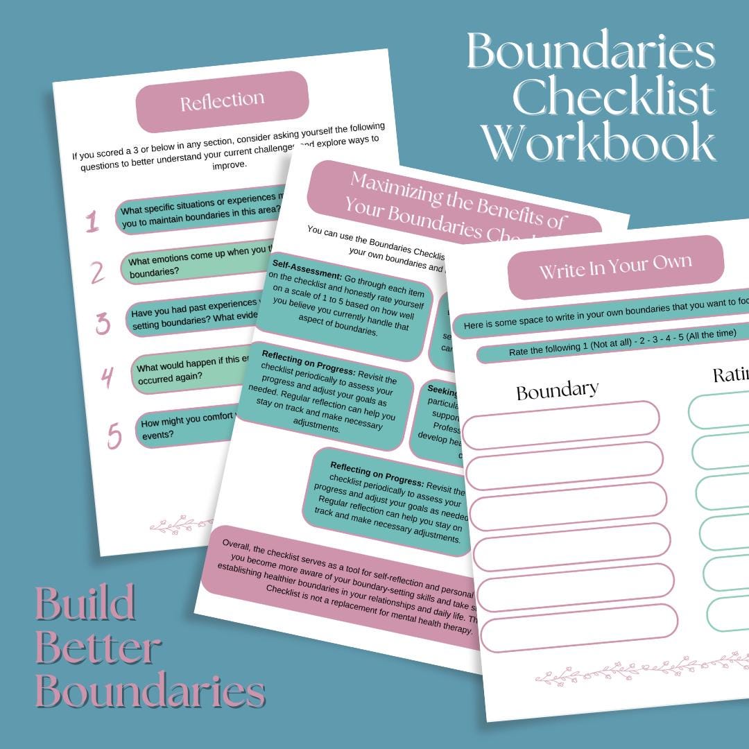 Boundaries Workbook Downloadable PDF Fillable PDF Therapy Workbooks ...