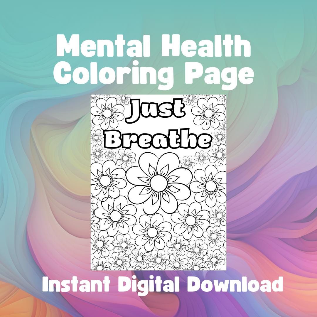 Just Breathe Coloring Page | Adult Coloring Page | Tee Coloring Page ...