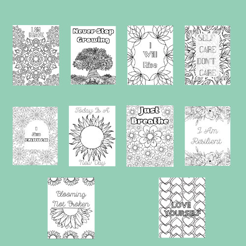 Self Care Coloring Pages Mental Health Coloring Pages - Etsy