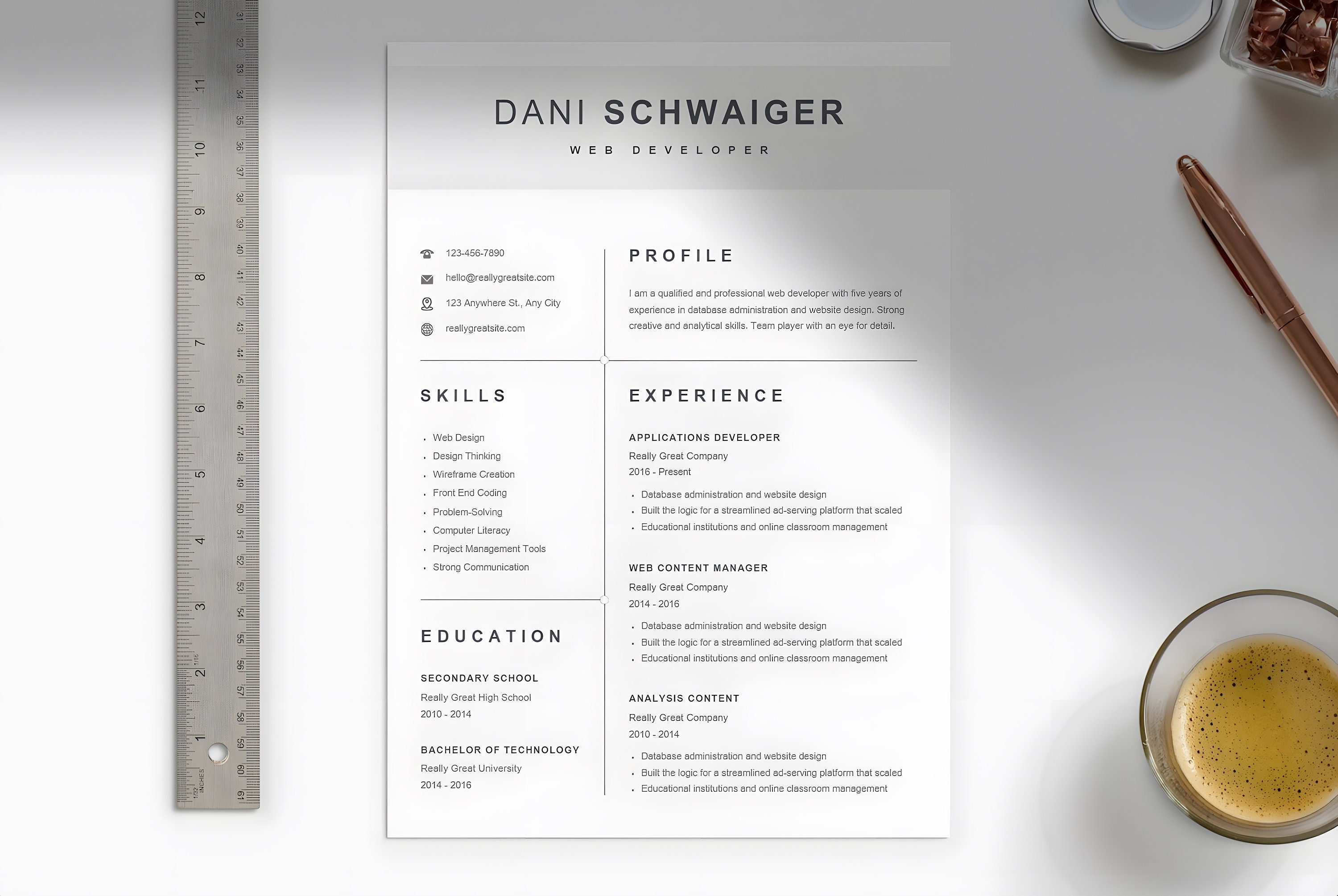 CV Resume Template, Recruiters CV and Executive CV: Minimalist and ...
