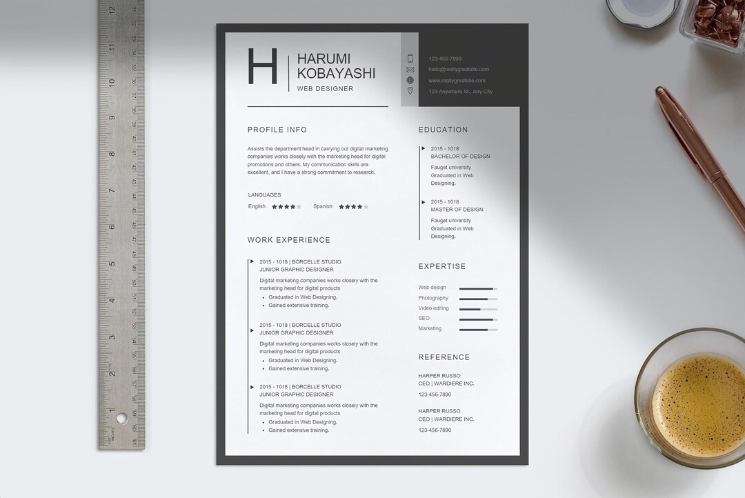 CV Resume Template, Graduate CV and Administrator CV: Elegant and ...