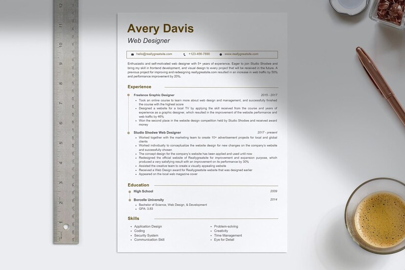 CV Resume Template, Student CV and Recruiters CV: Stylish and ...