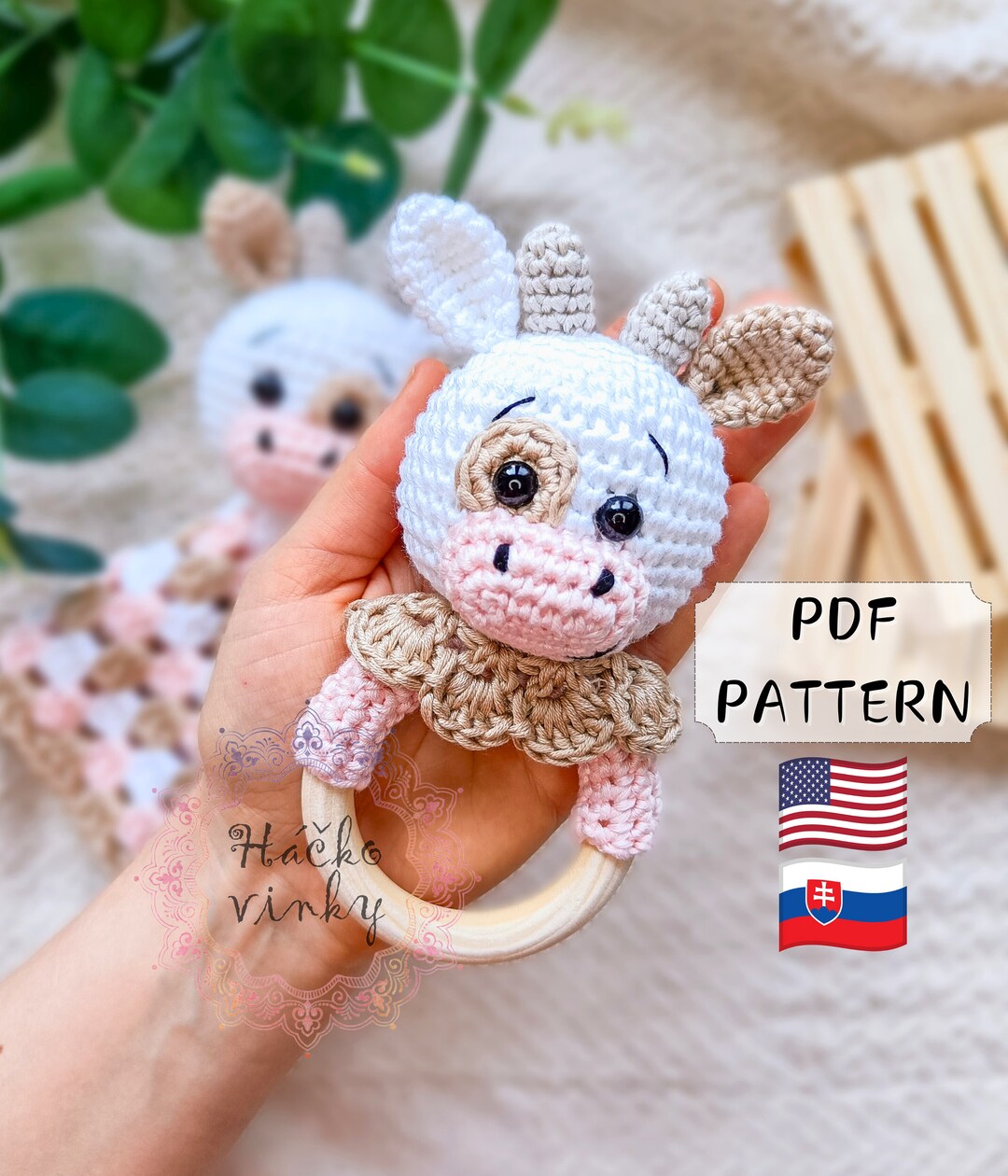Crochet Cow Baby Rattle Pattern PDF | Amigurumi Cute Farm Rattle and ...