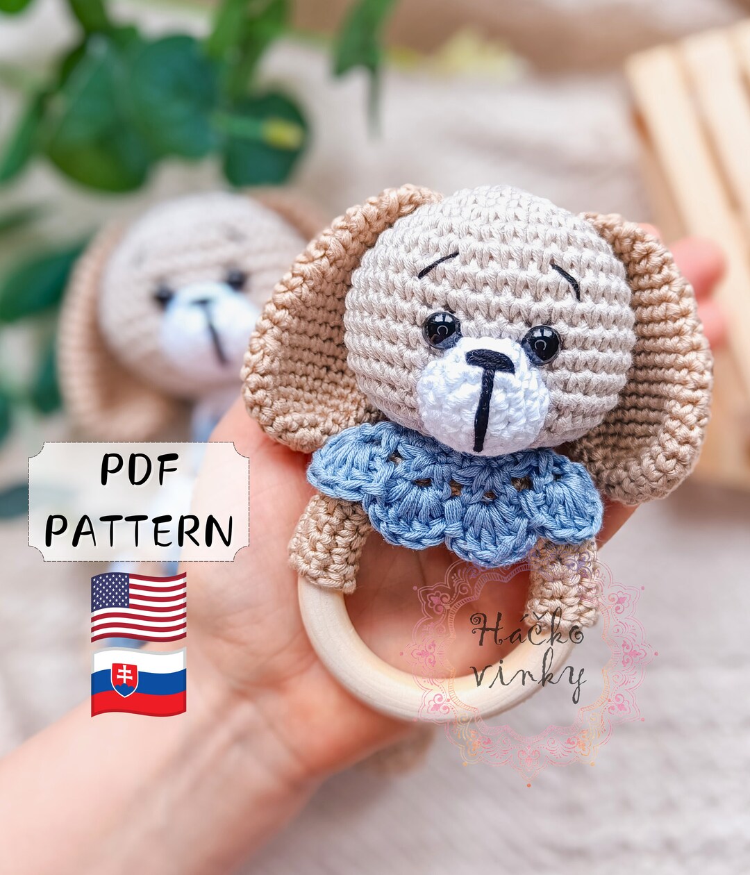 Crochet Puppy Baby Rattle Pattern PDF | Amigurumi Cute Dog Rattle and ...