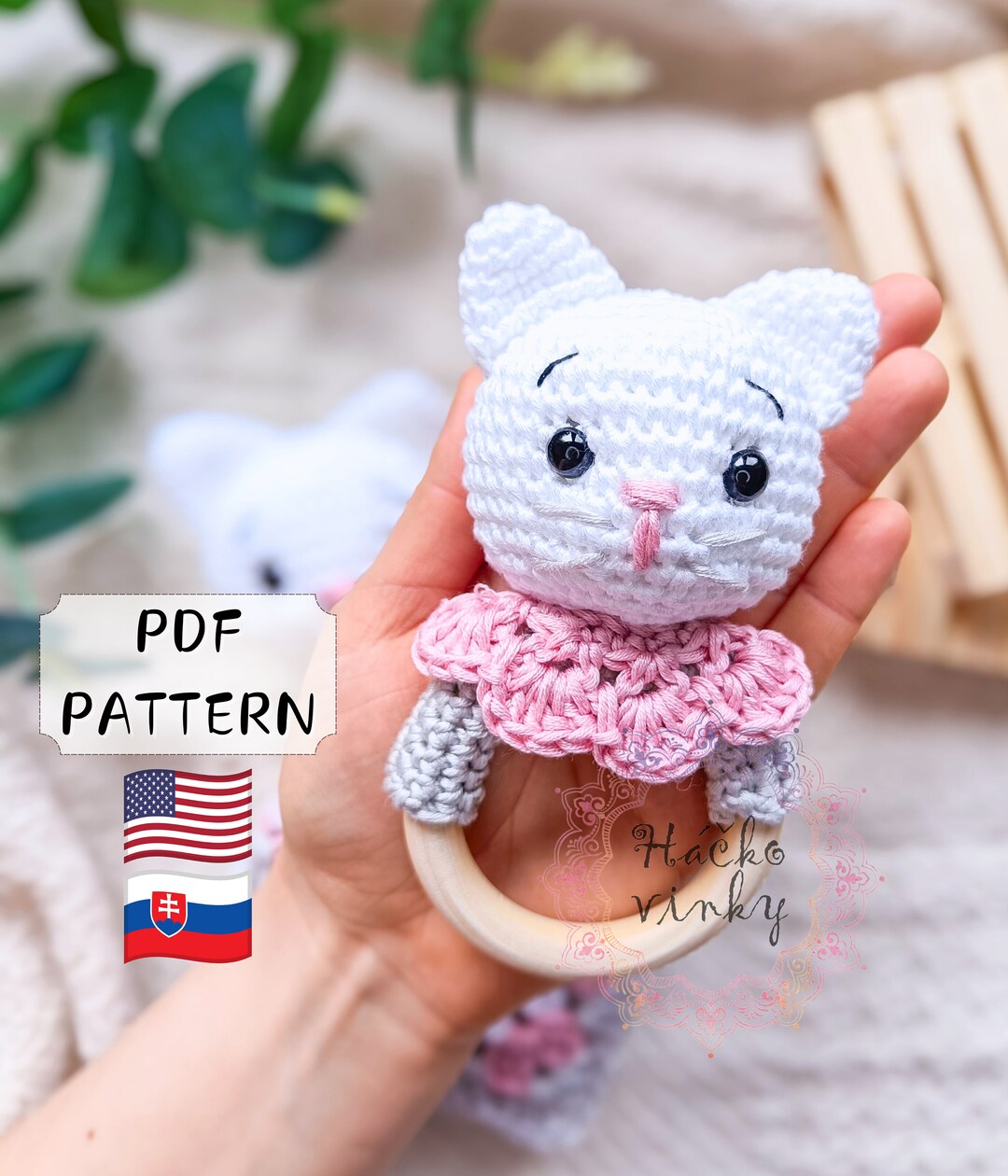Crochet Cat Baby Rattle Pattern PDF | Amigurumi Cute Kitty Rattle and ...