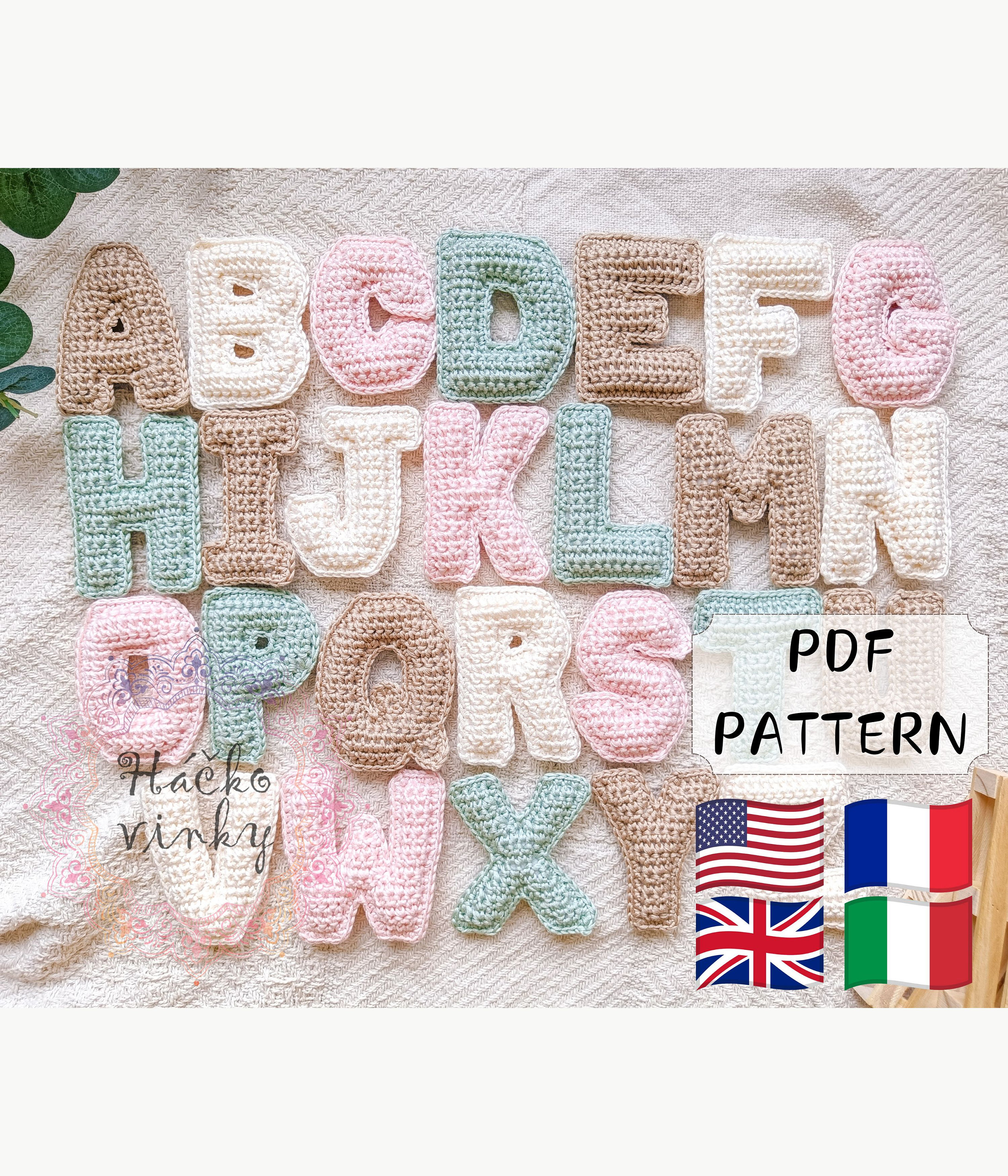 Patrón De Crochet Para Hacer Letras Mayúsculas Alfabeto Tejido Sobre