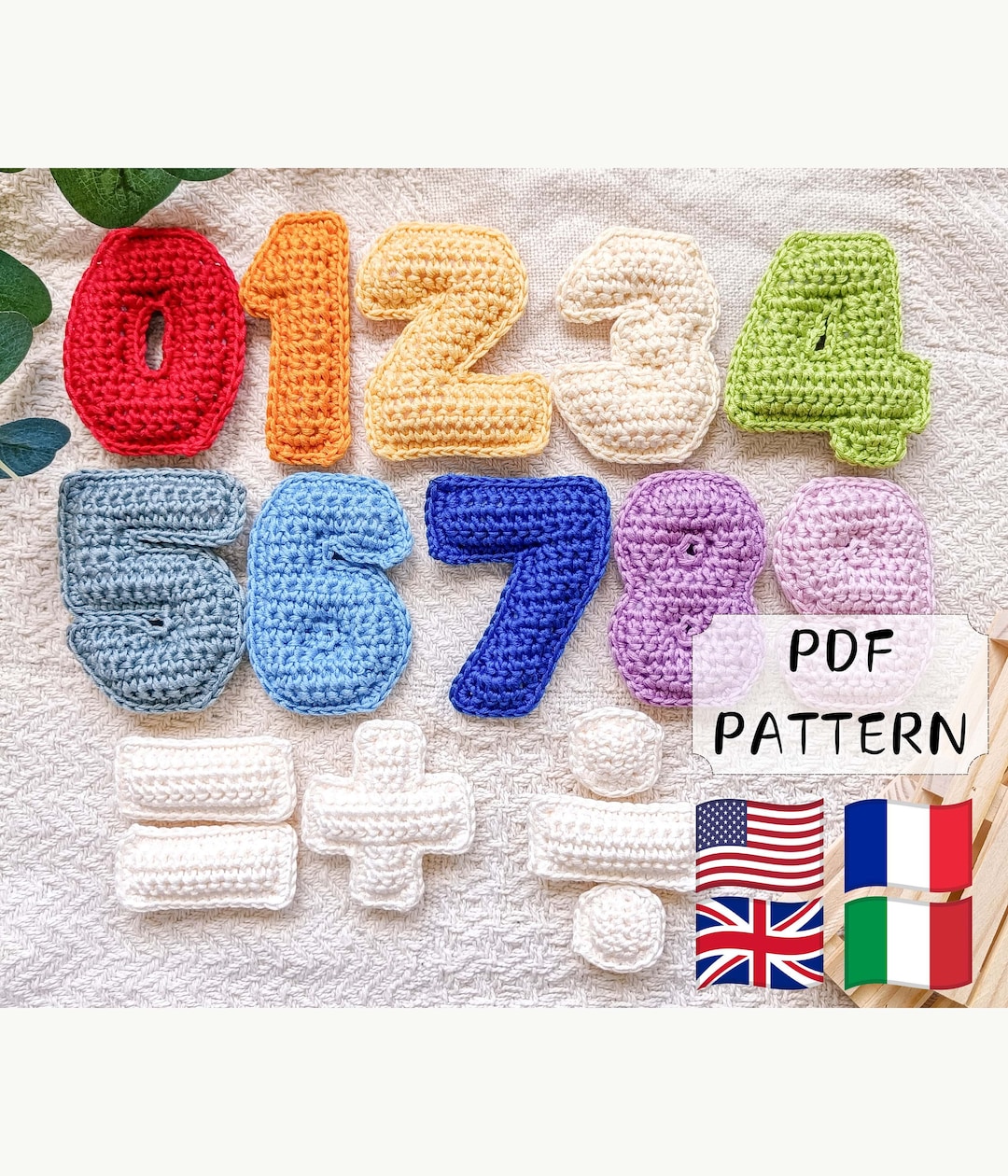 Crochet Numbers Pattern Soft Plush Numbers Crochet Math Signs Crochet ...