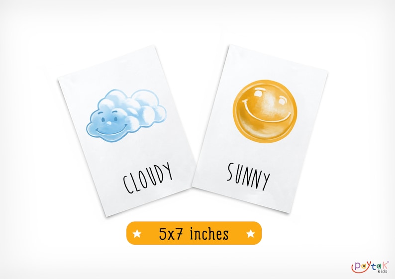 12 Weather Cards Montessori Flashcards Pre-school Cards - Etsy