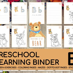 Preschool Educational Printable Bear Activity Pages Alphabet - Etsy
