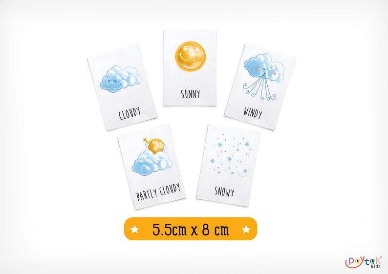 12 Weather Cards Montessori Flashcards Pre-school Cards - Etsy