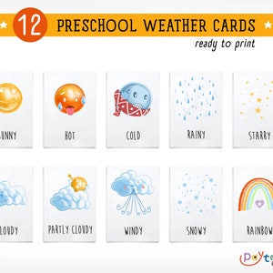 12 Weather Cards Montessori Flashcards Pre-school Cards - Etsy