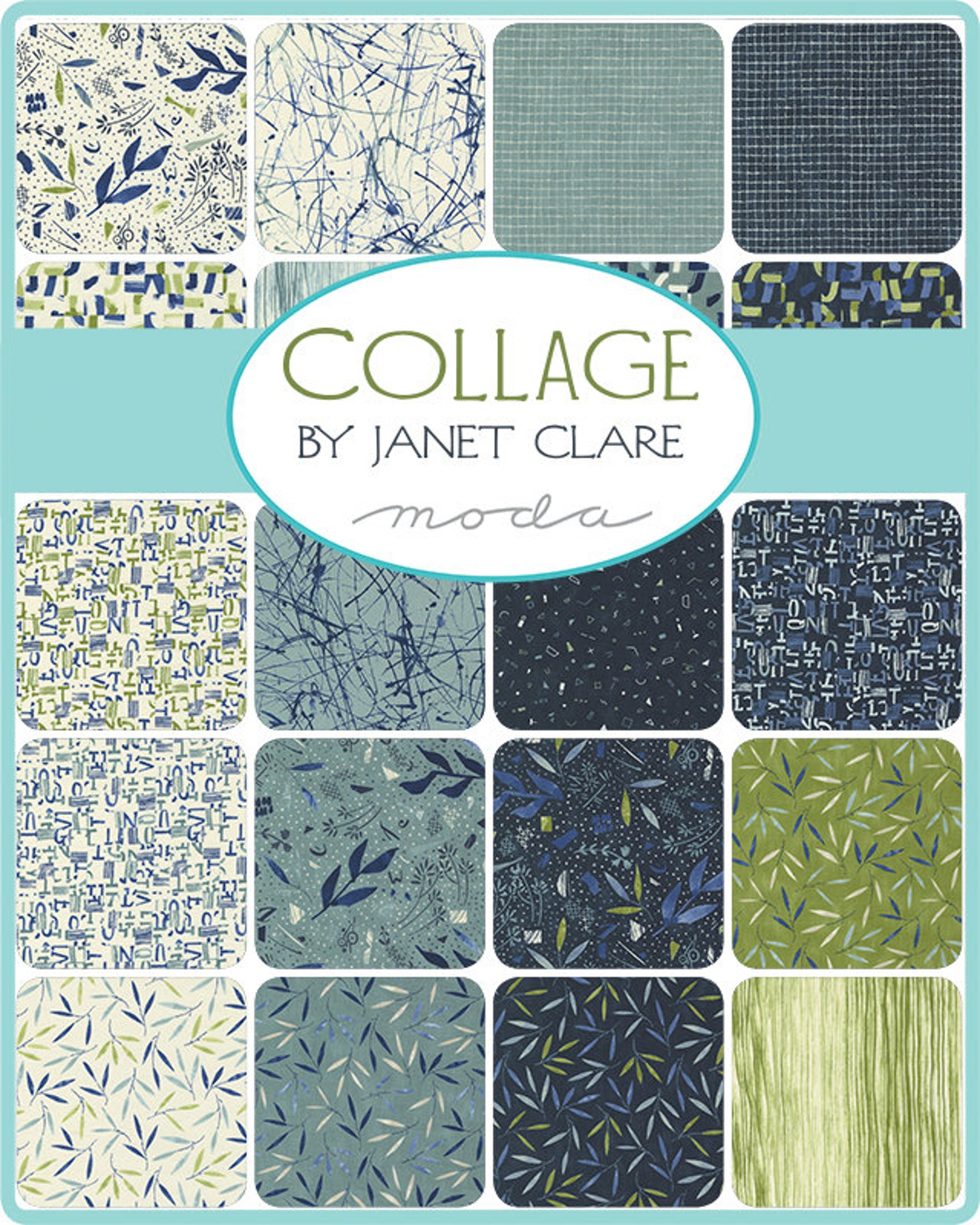 Collage Cotton Fabric by Janet Clare for Moda - Etsy