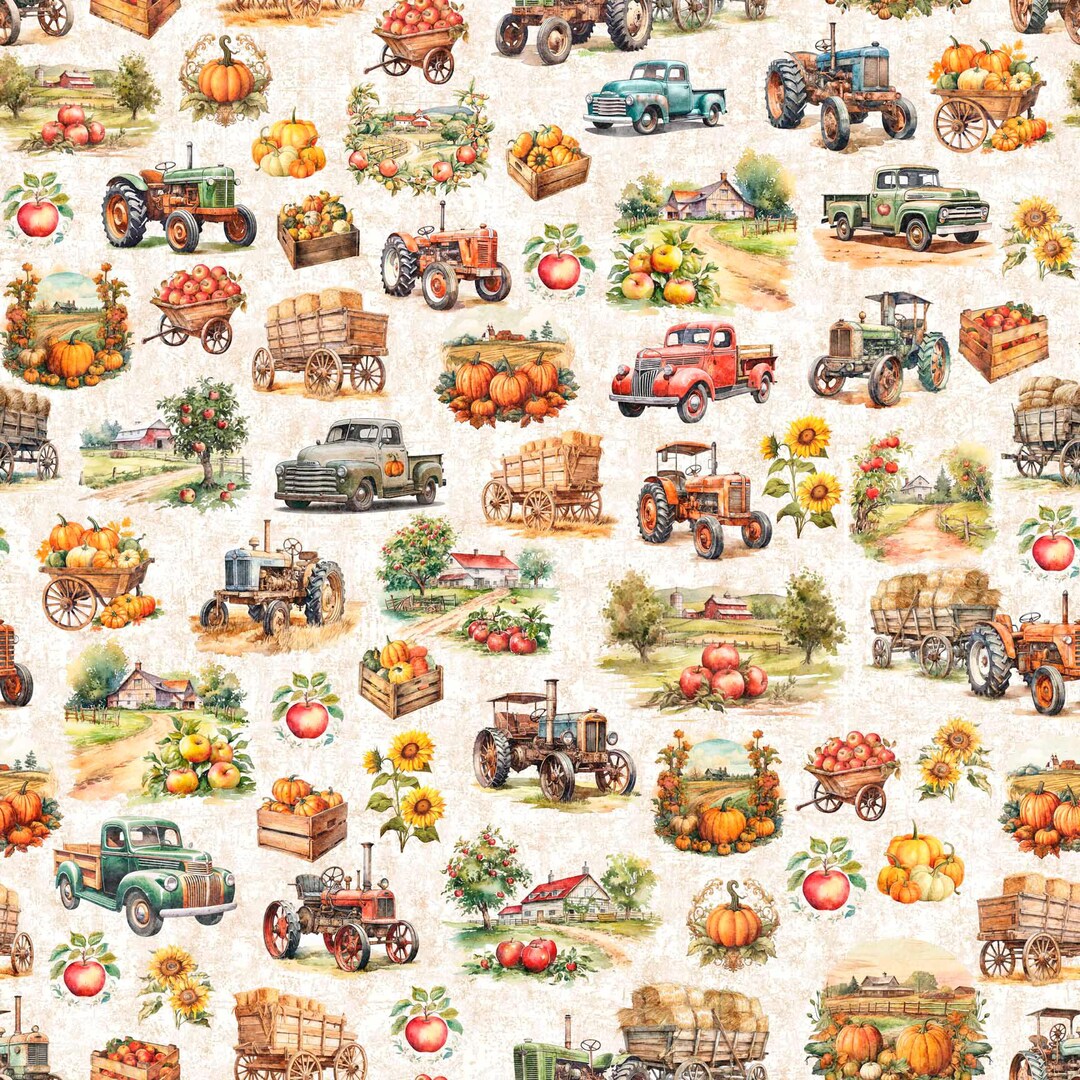 Autumn Spice Cotton Fabric: Fall Harvest Print - Etsy