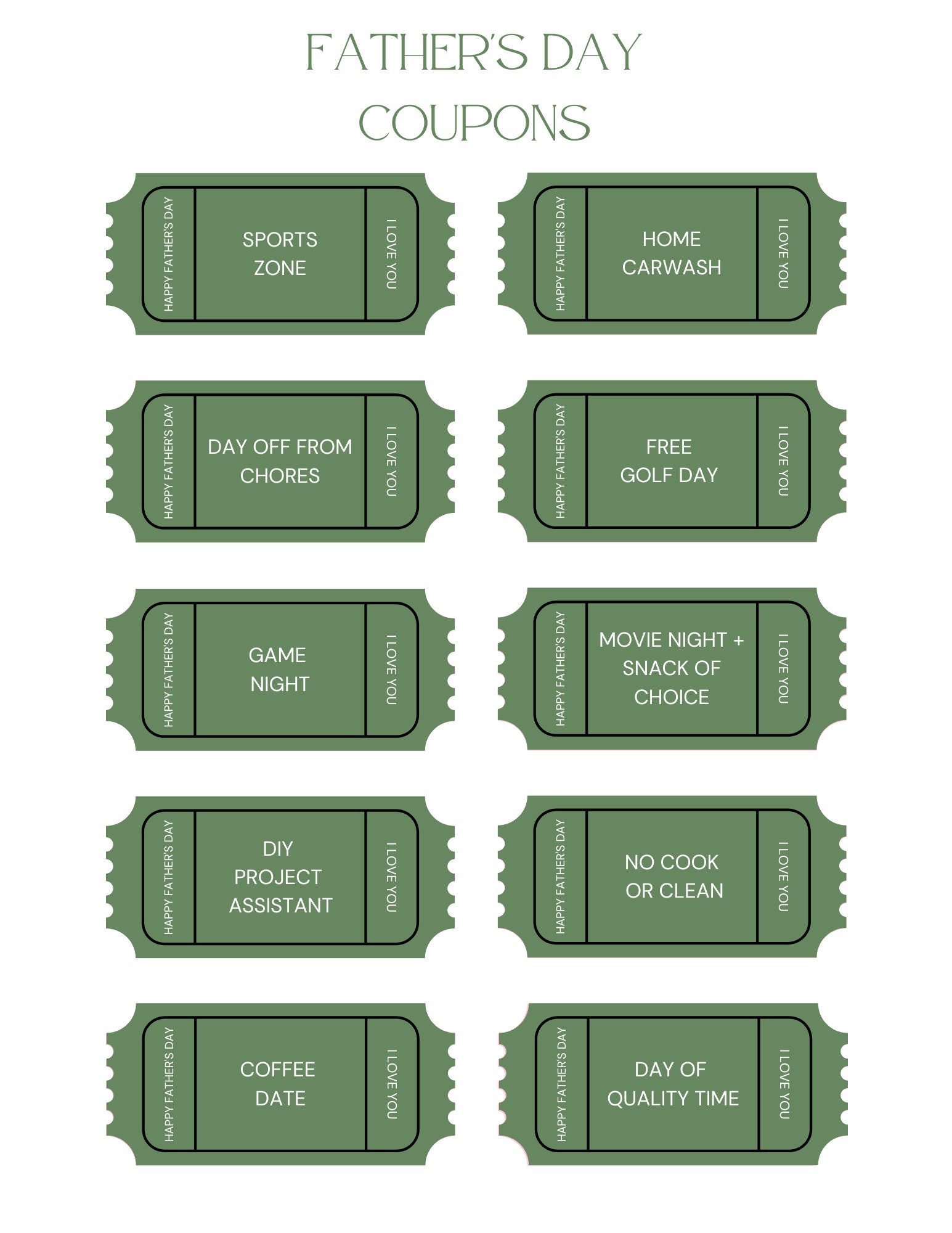 Personalized Father's Day Coupons - Meaningful Gift Idea for Dad - Etsy