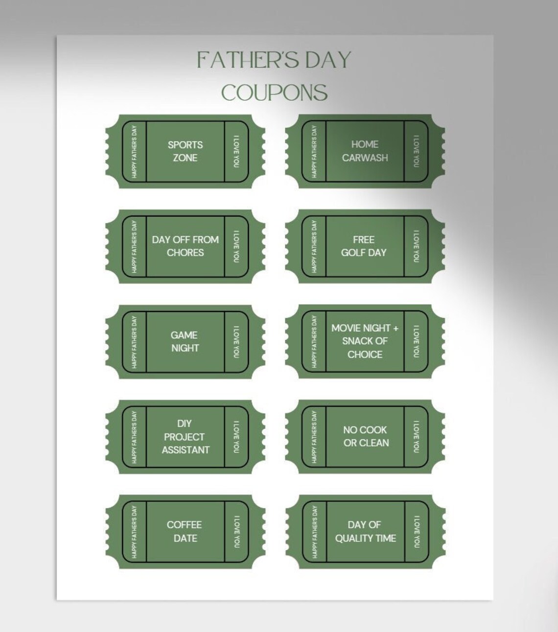 Personalized Father's Day Coupons - Meaningful Gift Idea for Dad - Etsy