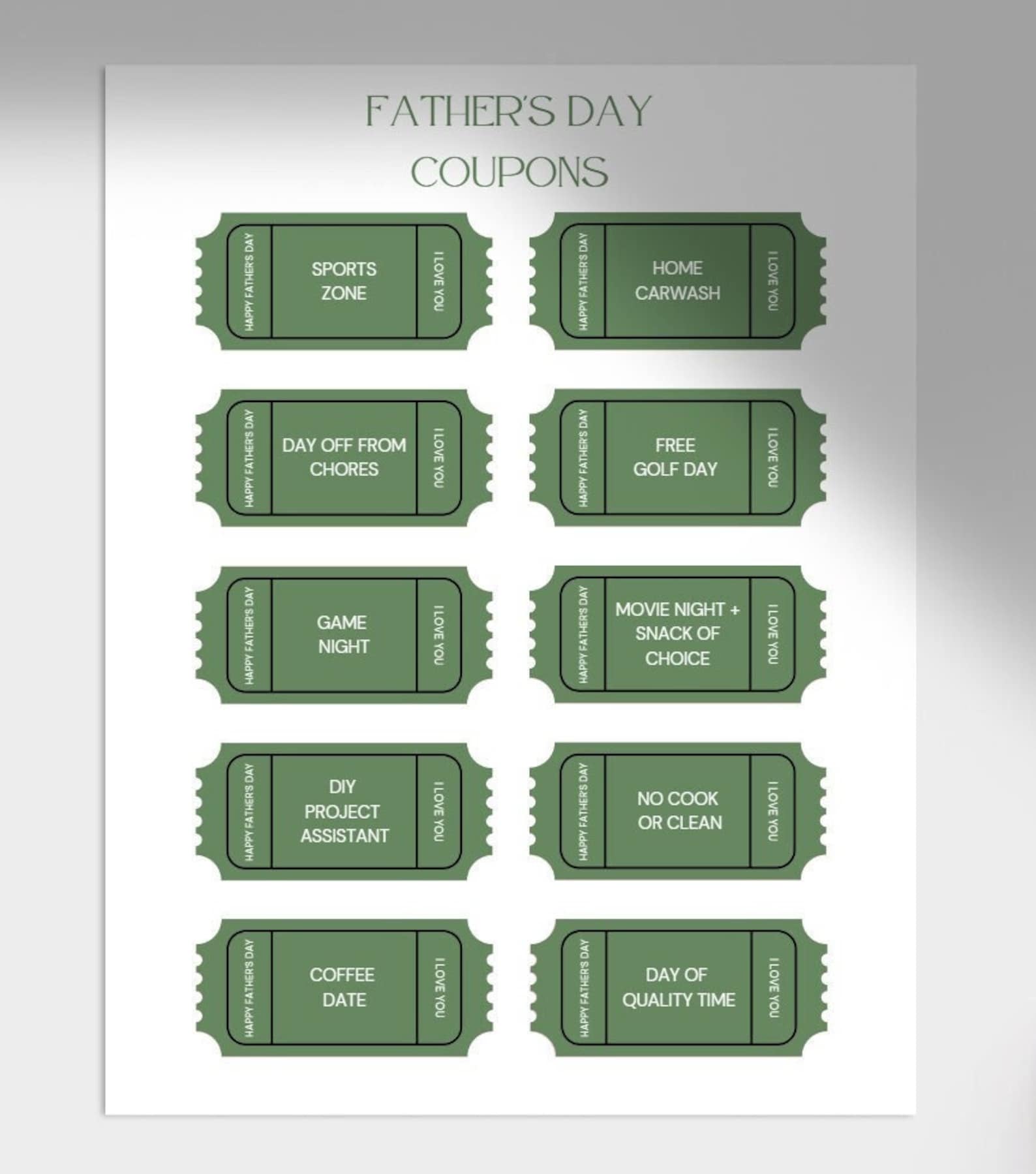 Personalized Father's Day Coupons - Meaningful Gift Idea for Dad - Etsy