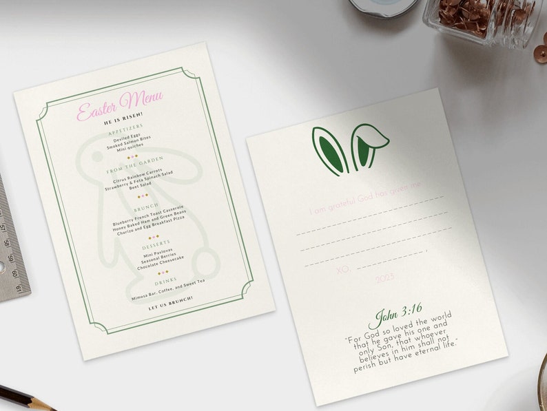 Easter Menu Template Customizable in Canva Brunch Lunch or - Etsy
