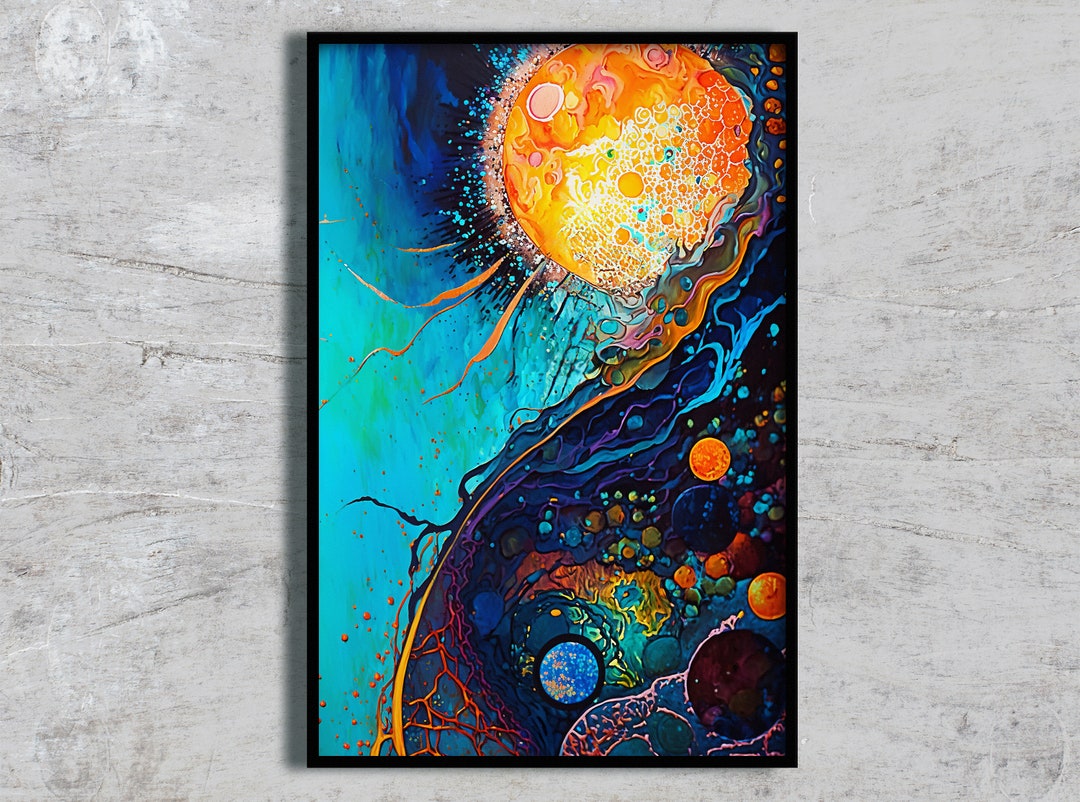 Solar System Abstract Wall Art Abstract Cosmos Digital Painting ...
