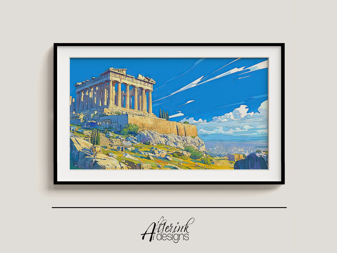Acropolis of Athens Art Ancient Greece Digital Painting Decor Greek ...