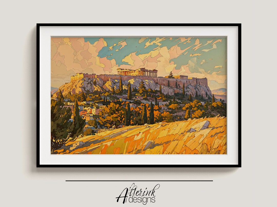 Acropolis of Athens Art Ancient Greece Digital Painting Decor Greek ...