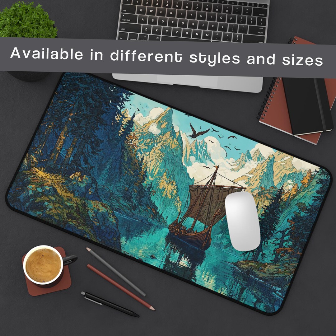 Viking Longship Gaming Mouse Pad: Norse Fjord Desk Mat - TCG, RPG - Etsy