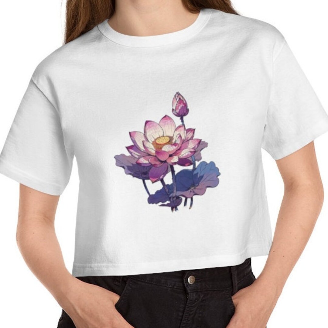 Lotus Flower Cropped Top Tee Lotus Flower Graphic Shirt Flower T-shirt ...