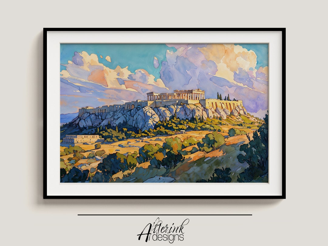 Acropolis of Athens Art Ancient Greece Digital Painting Decor Greek ...