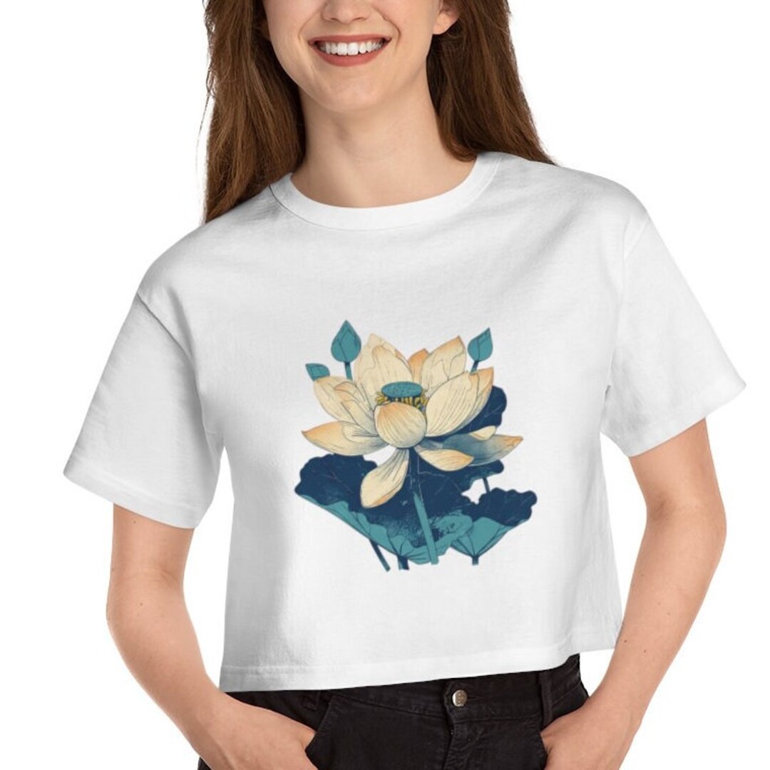 Lotus Flower Cropped Top Lotus Flower Graphic Shirt Flower T-shirt ...
