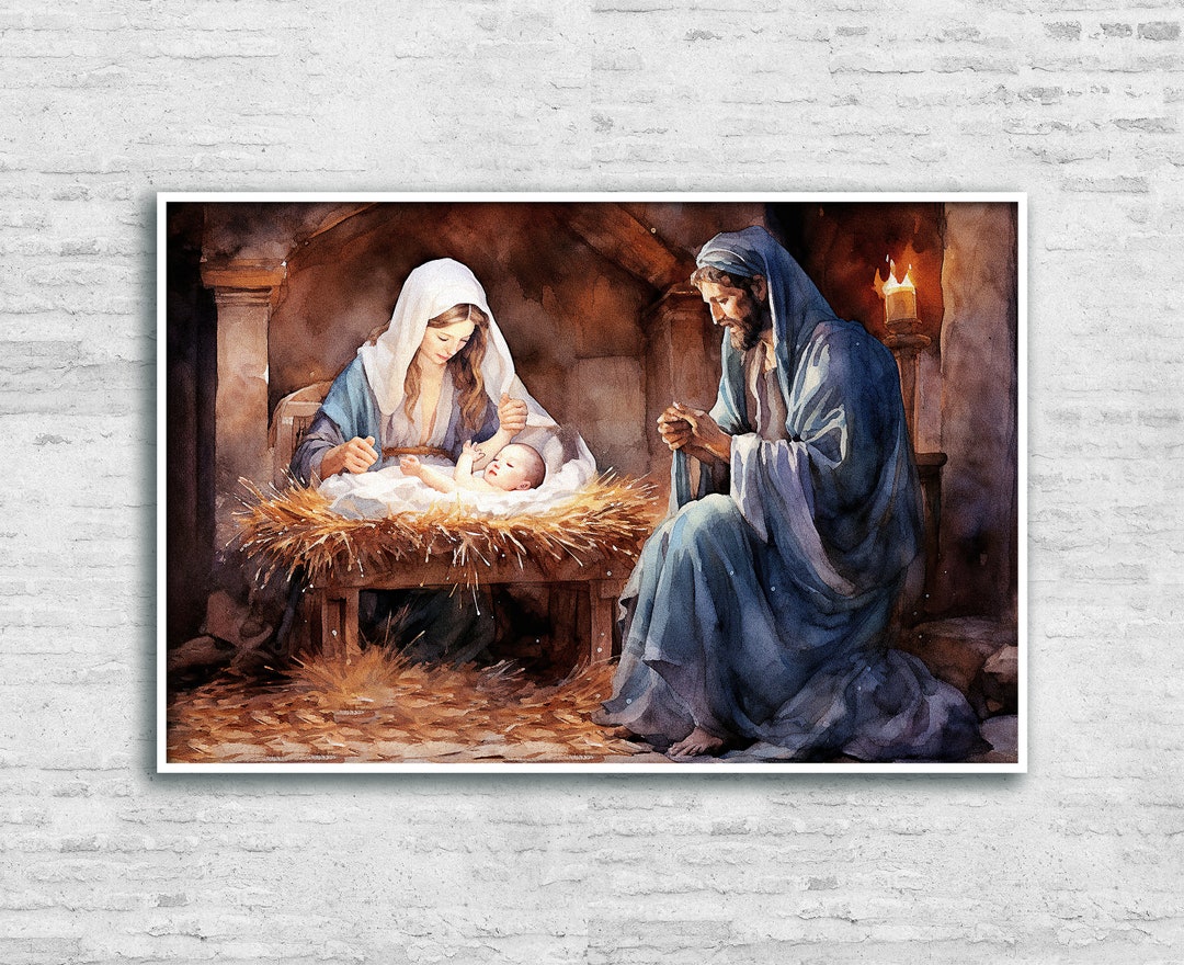 Vintage Nativity Art Print Christmas Printable Wall Decor - Etsy