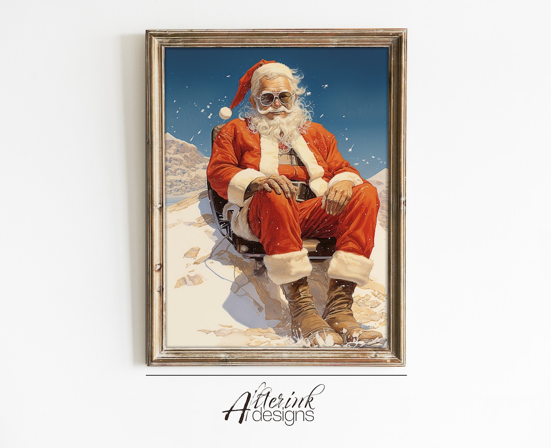 Christmas Santa Claus Art Print Christmas Winter Santa Claus Wall Decor ...