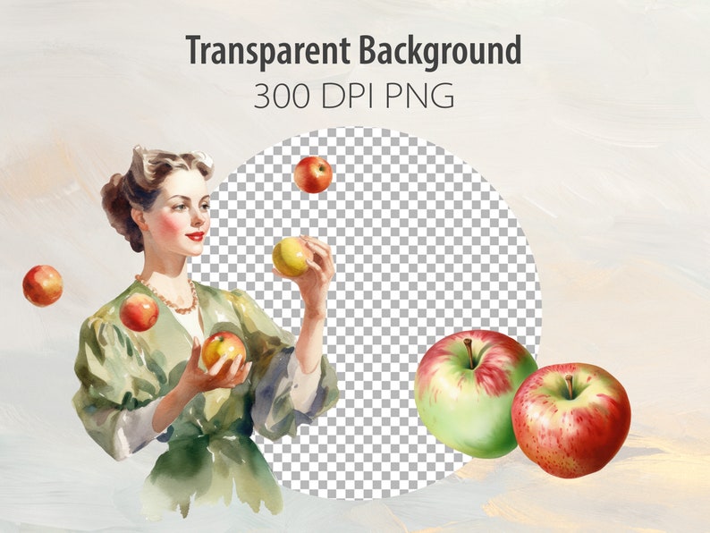 Watercolor Apple Themed PNG Clip Art Bundle Fruit Graphics - Etsy