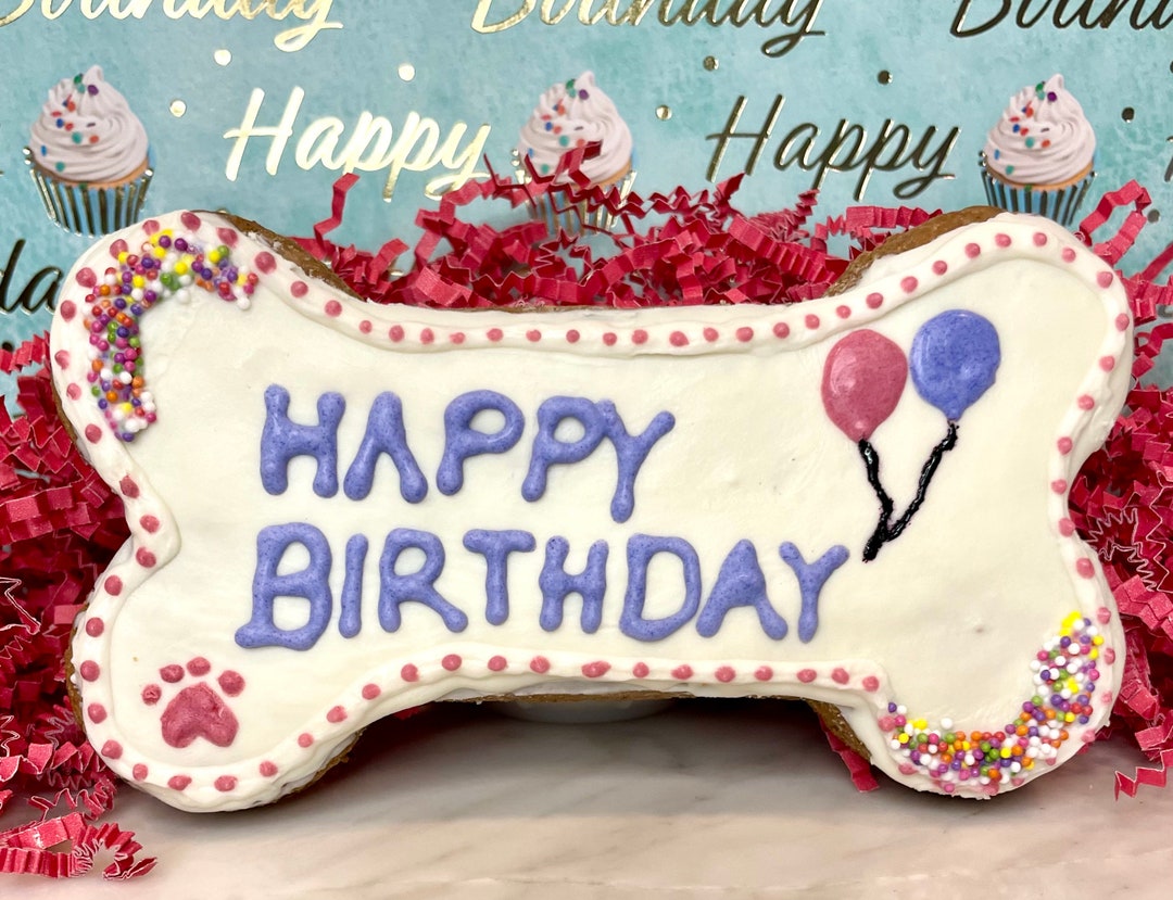 Dog Birthday Bone 5 1/2 Peanut Butter Bone With Icing - Etsy
