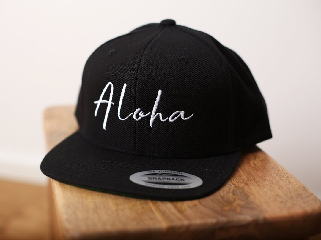 Black Embroidered Aloha Baseball Cap for Men & Women, Summer Vacation ...