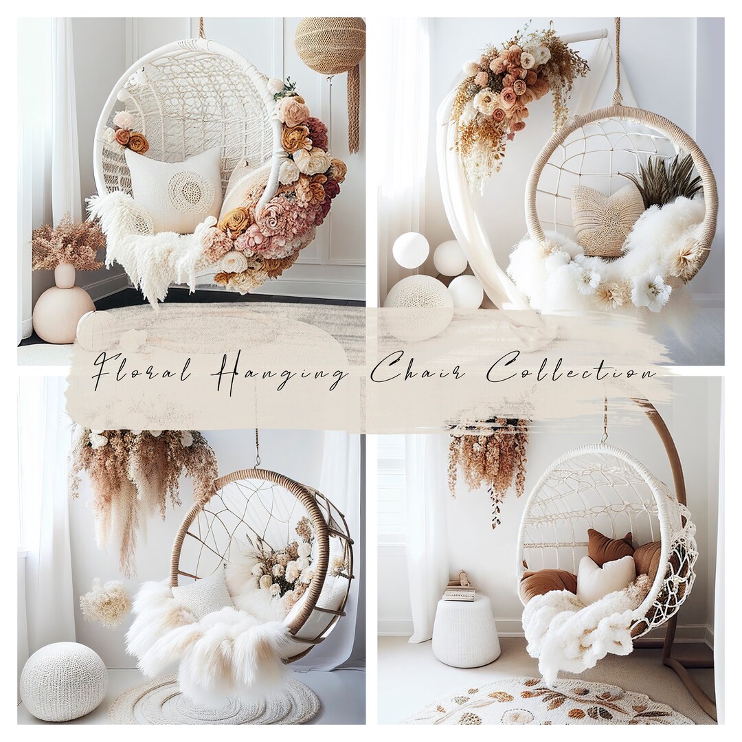 Newborn Digital Backdrop, Rattan Hanging Chair, Boho Digital Backdrop, Maternity Digital ...