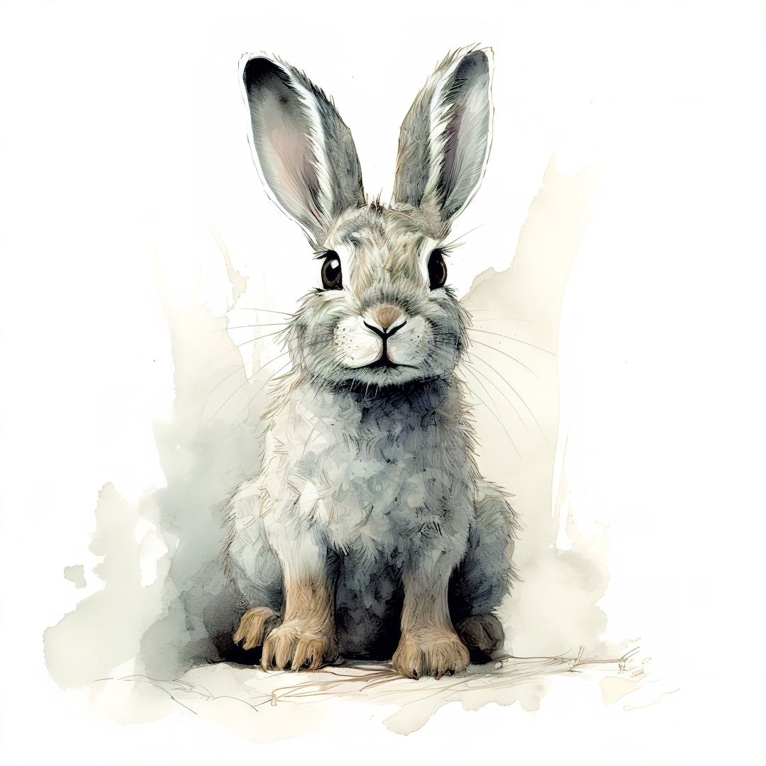 Grey Rabbit Greetings Card - Etsy