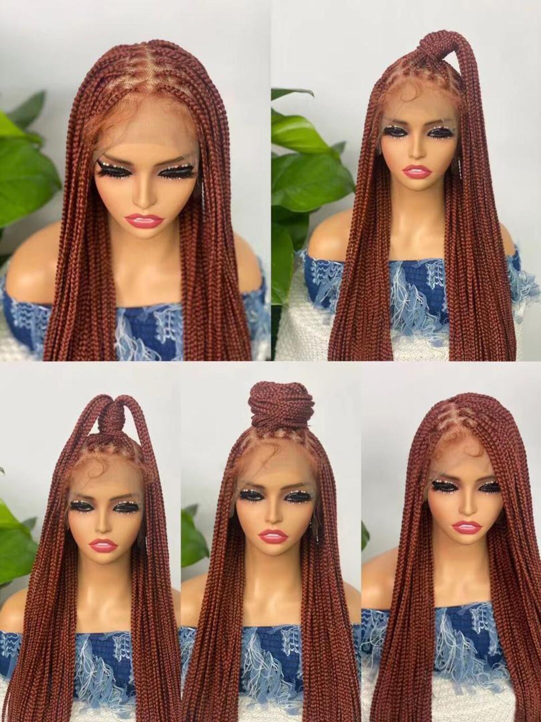Femme-beauty Milan HD Knotless Full Lace Box Braid Wig Ginger - Etsy
